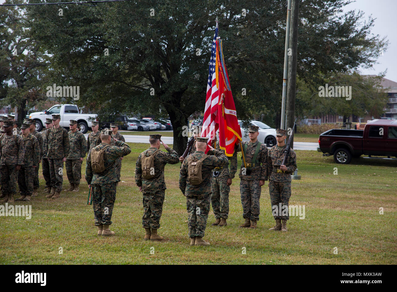 U.S. Marine Corps Sgt. Maj. Scott Grade, left, sergeant major, Marine ...
