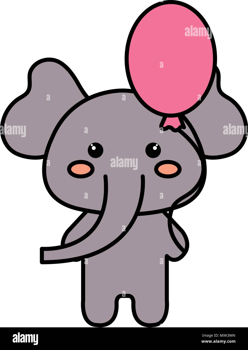 cute elephant with balloon helium kawaii character Stock Vector Image ...
