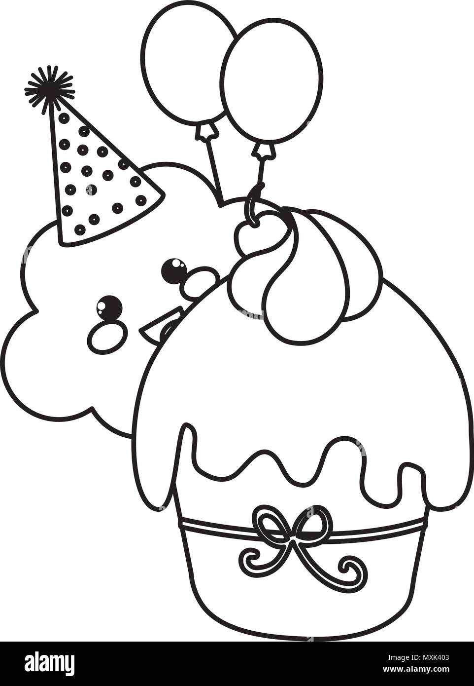 Cute balloons cartoon Black and White Stock Photos & Images - Alamy