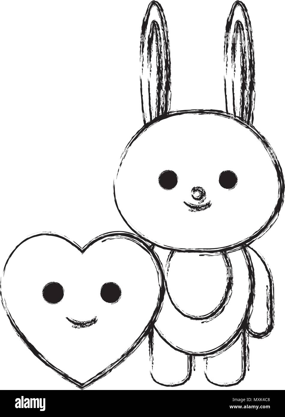 Bunny rabbit heart Black and White Stock Photos & Images - Alamy