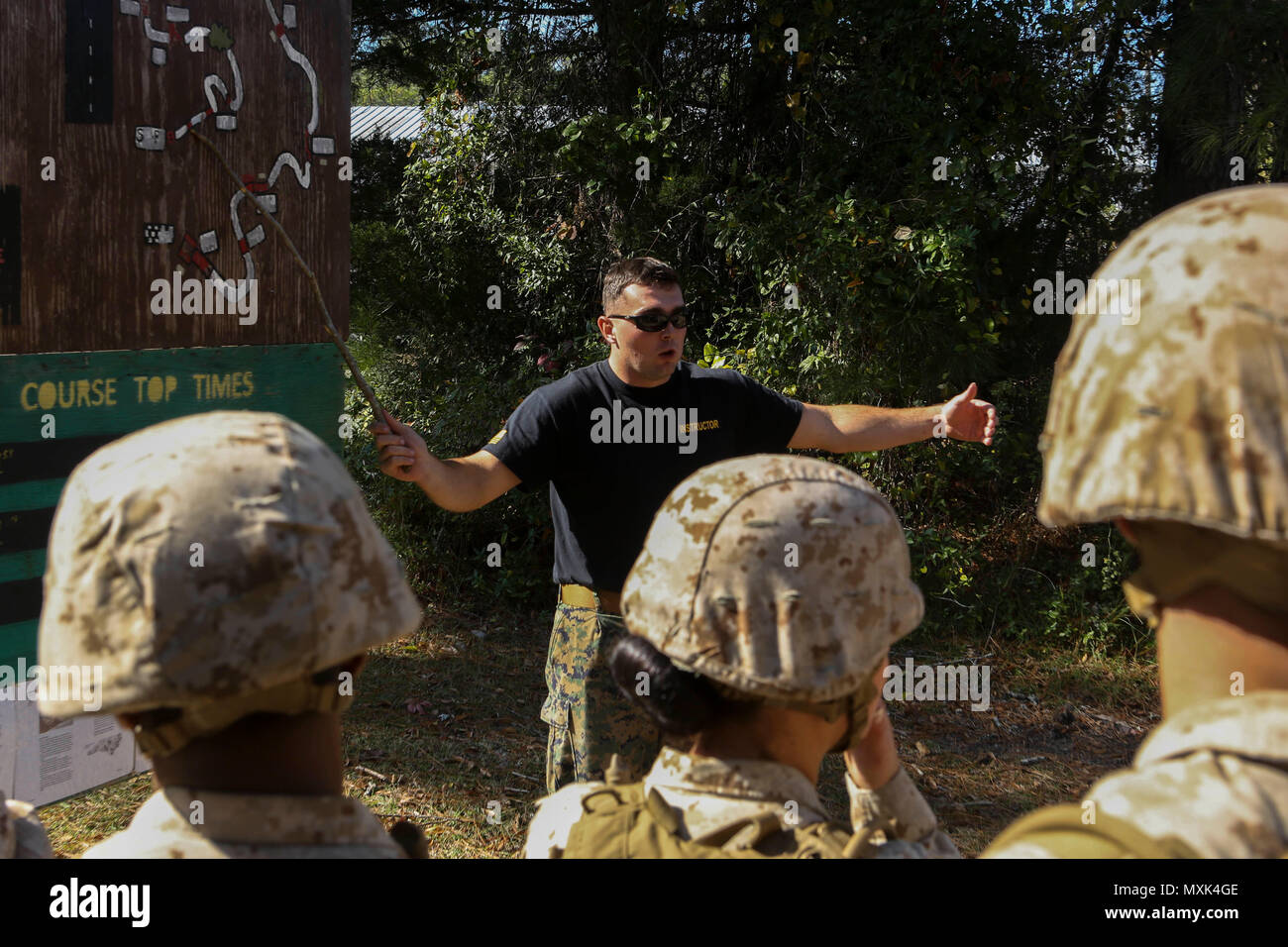 U.S. Marine Corps Cpl. Charlie Cox with Battle Skills Training School ...