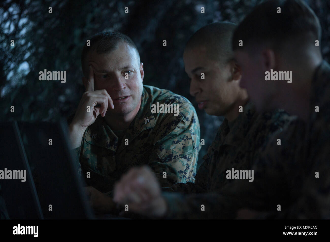 U.S. Marine Corps Col. Matthew S. Reid, left, commanding officer, 6th ...