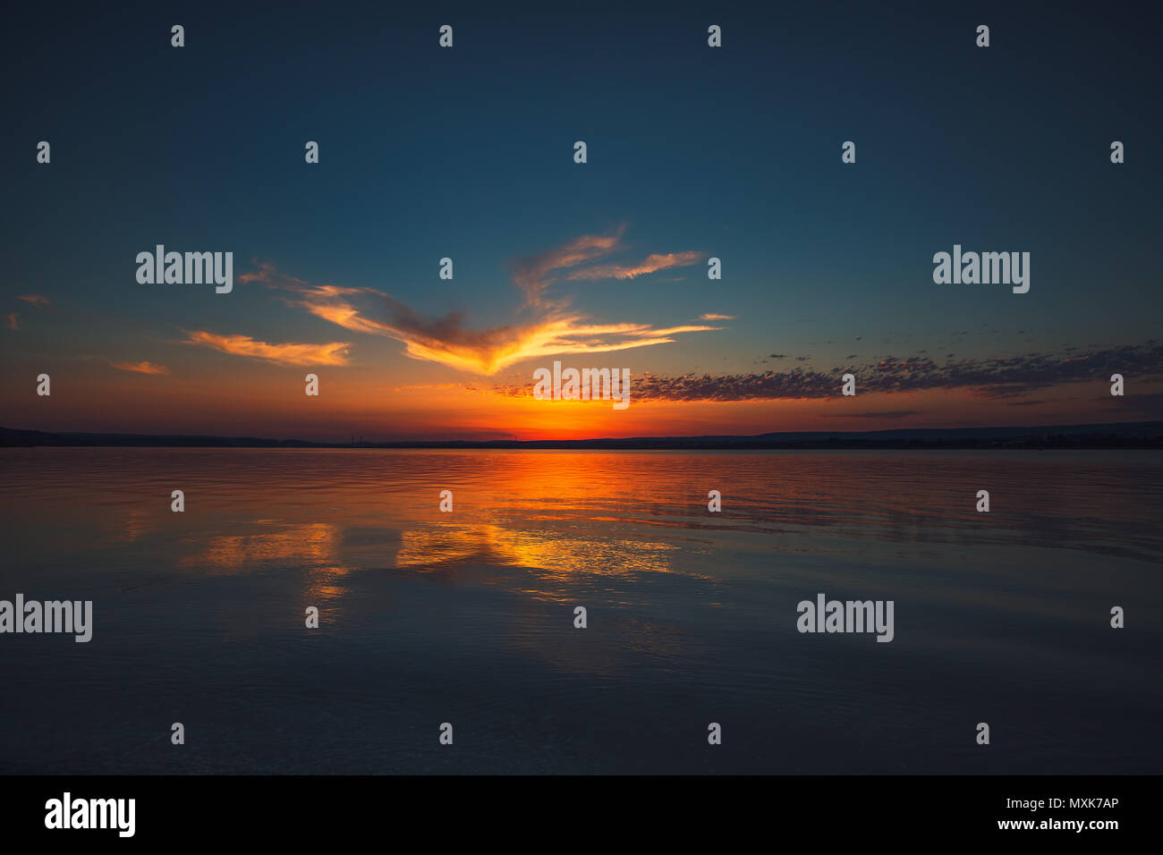 Beautiful sunset over river waves hi-res stock photography and images ...