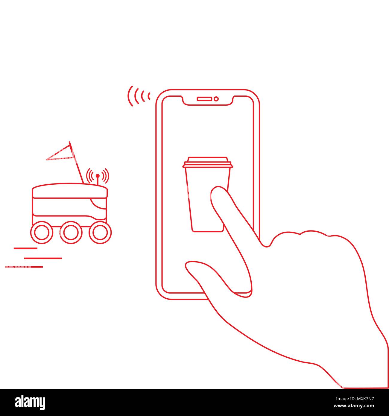 Order foods and drinks in the application on phone and delivery with a ...