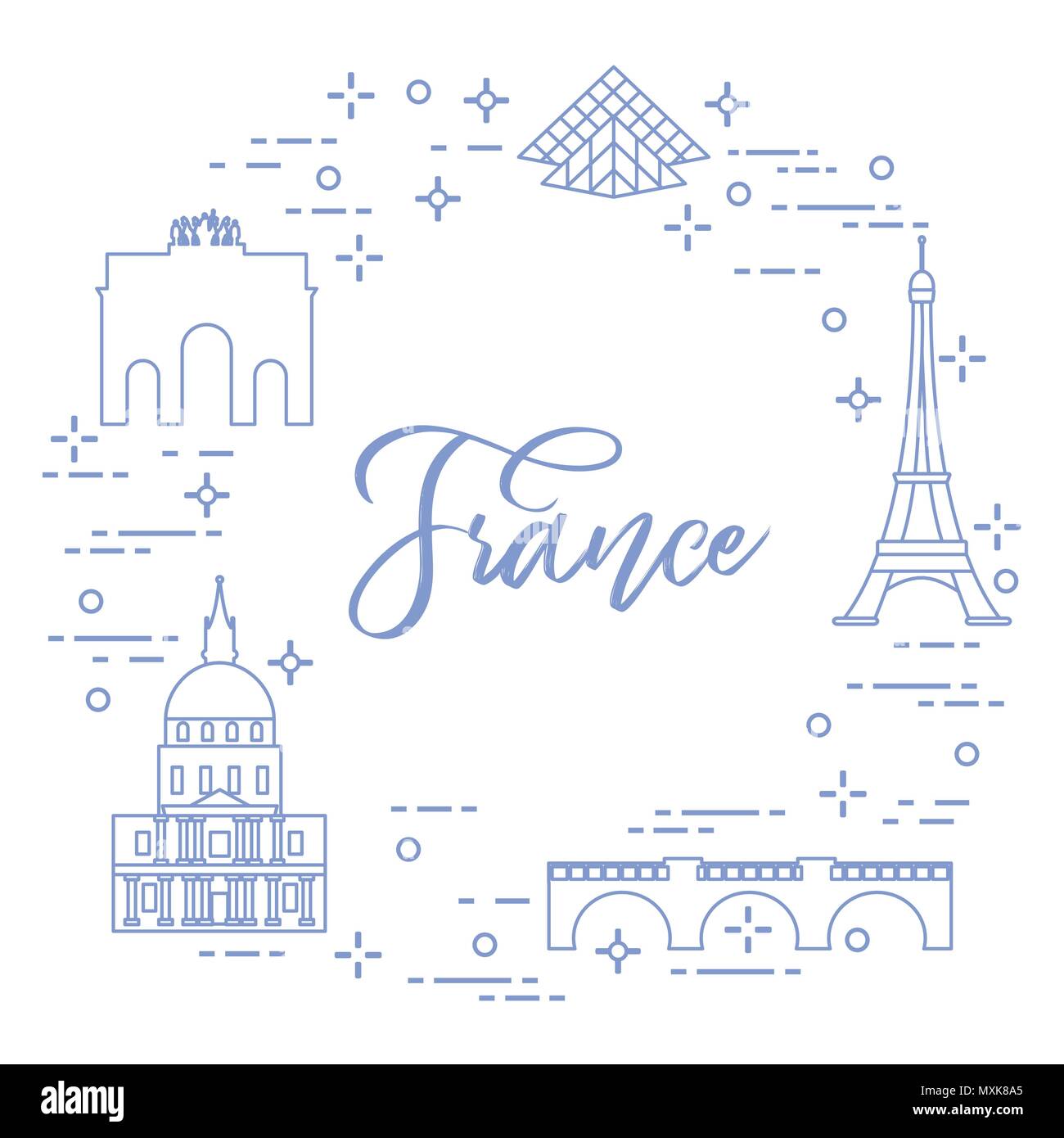 Famous buildings of Paris. Symbols and landmarks. Travel and leisure ...