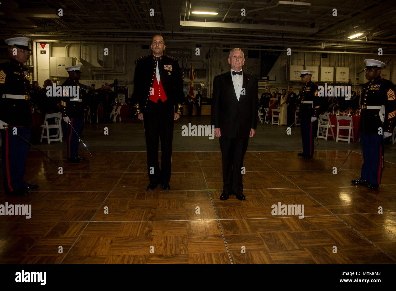 U.S. Marine Corps Gen. (Ret.) James Mattis, right, attends as the guest ...