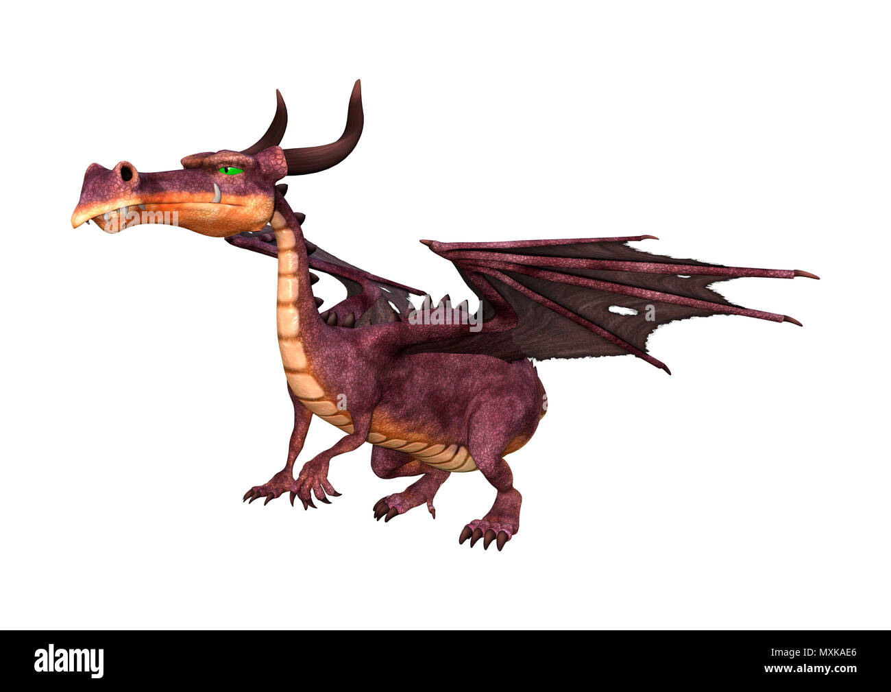 3D rendering of a fairy tale dragon isolated on white background Stock ...