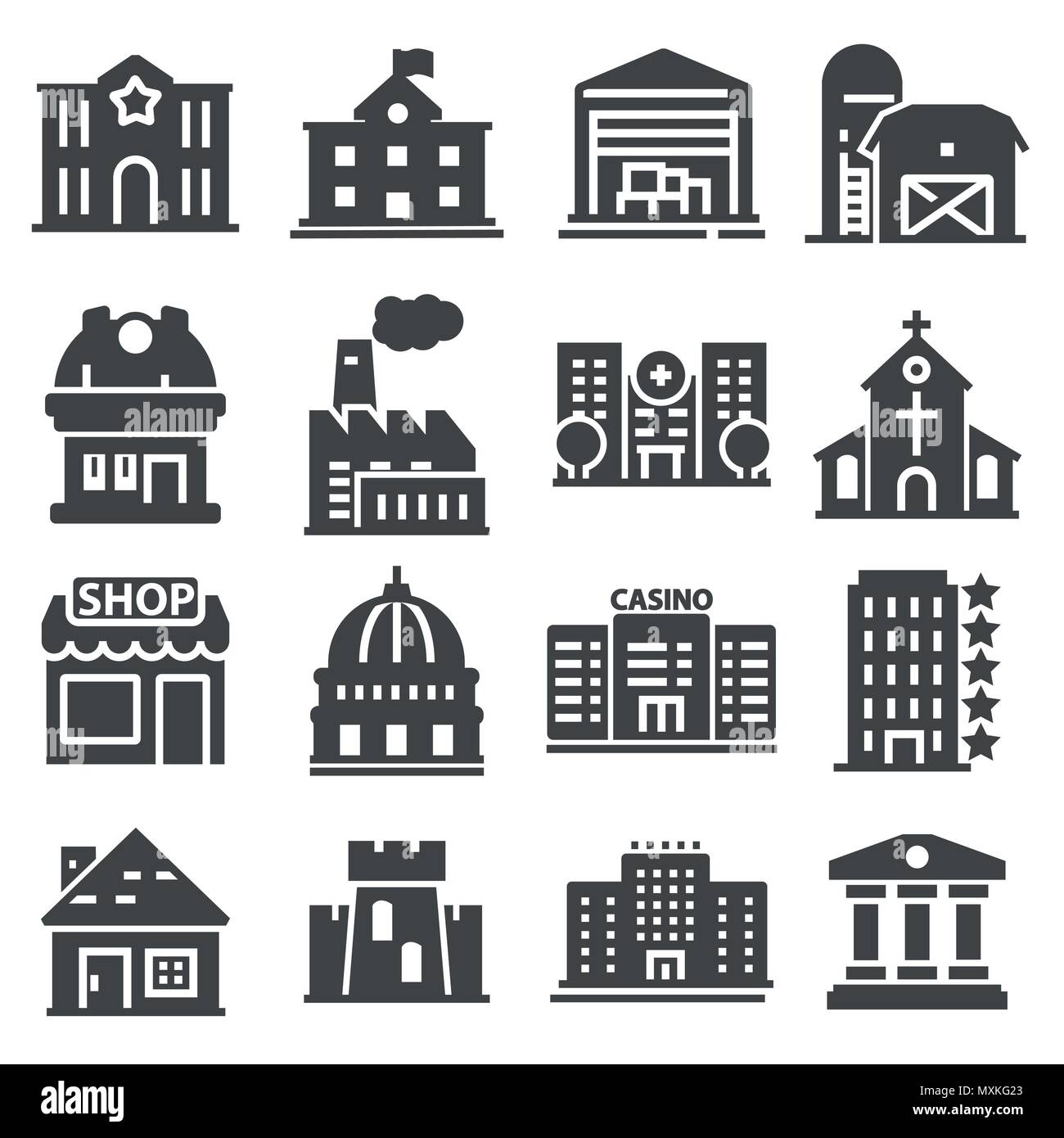 Government building icons set of police school house isolated vector ... Government building icons set of police school house isolated vector ...