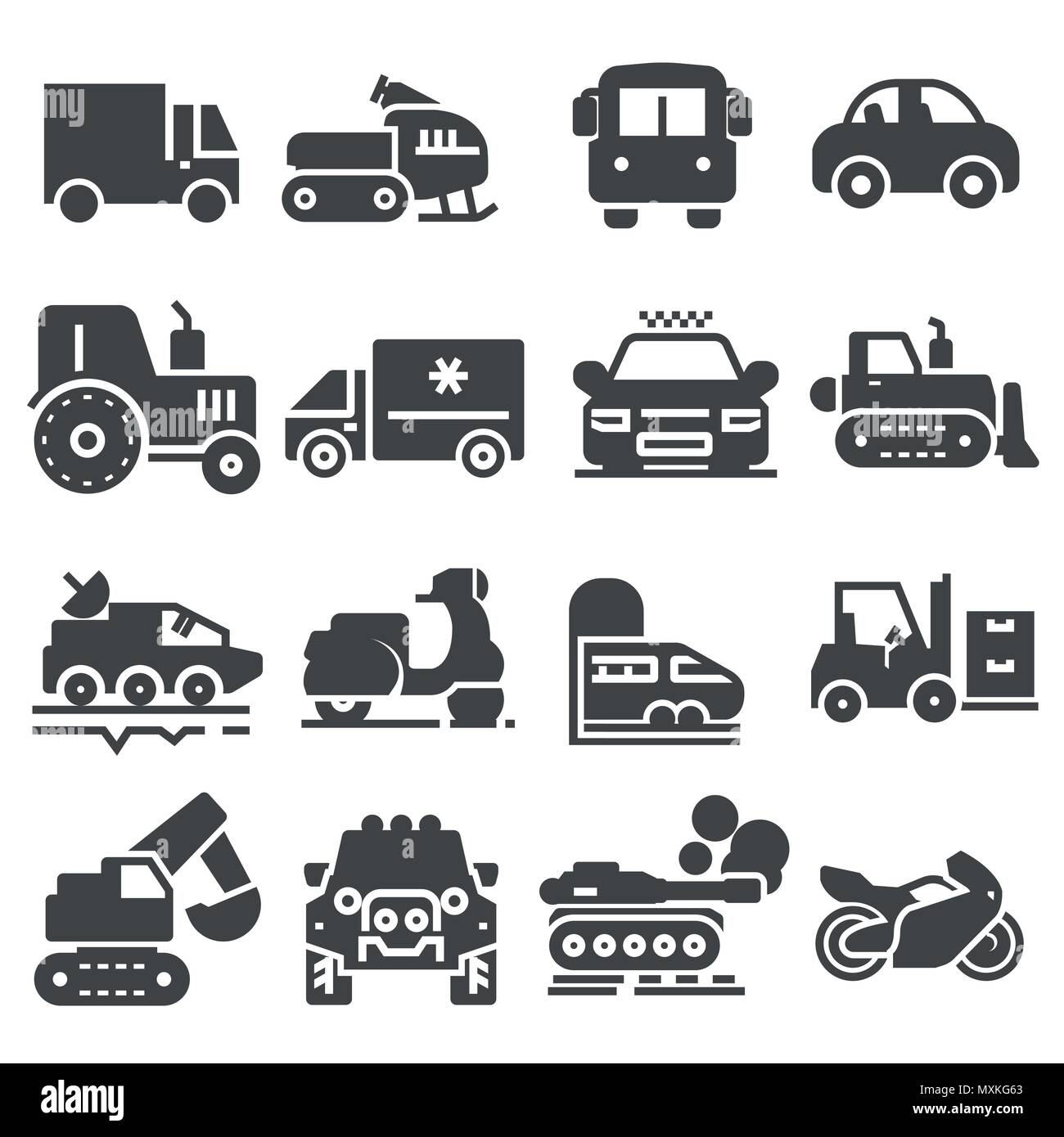 Vector black vehicles icons set on white background Stock Vector Image ...