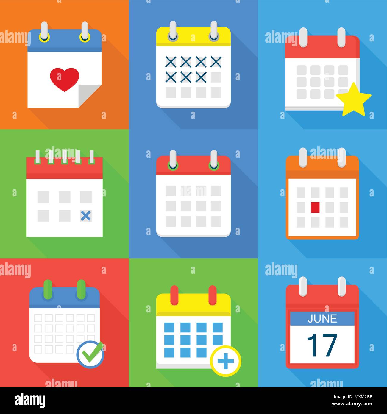 Calendar icons set, flat style Stock Vector Image & Art - Alamy