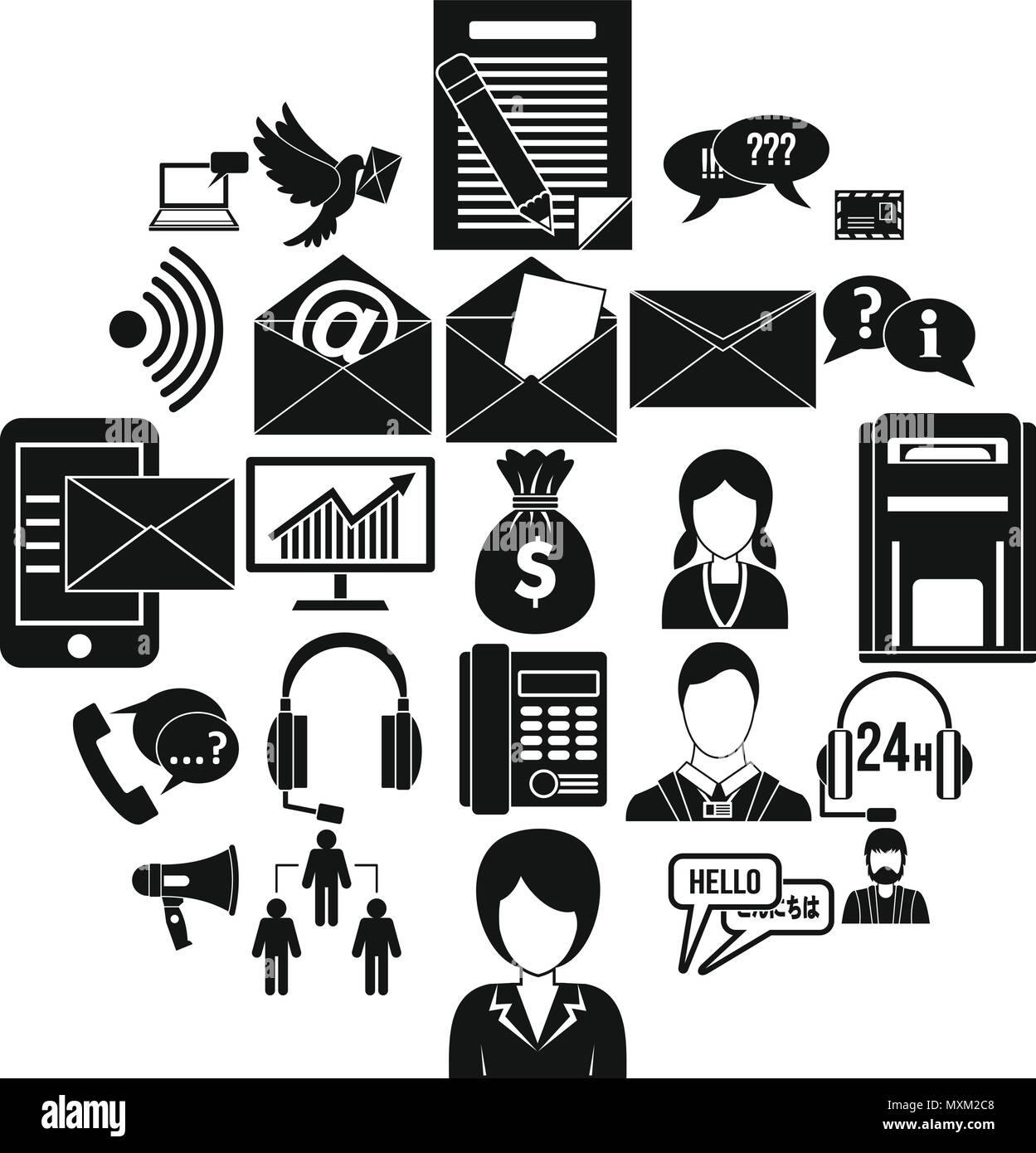 Interaction icons set, simple style Stock Vector Image & Art - Alamy