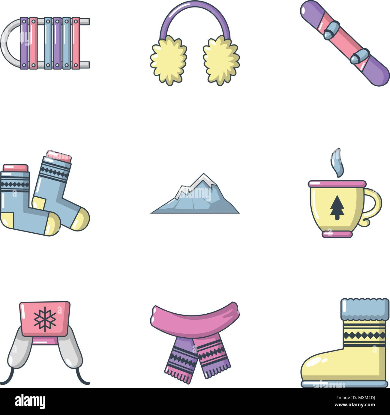 Warm clothing icons set, cartoon style Stock Vector Image & Art - Alamy