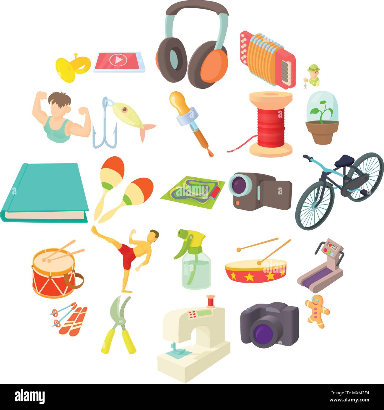 Fun hobby icons set, cartoon style Stock Vector Image & Art - Alamy