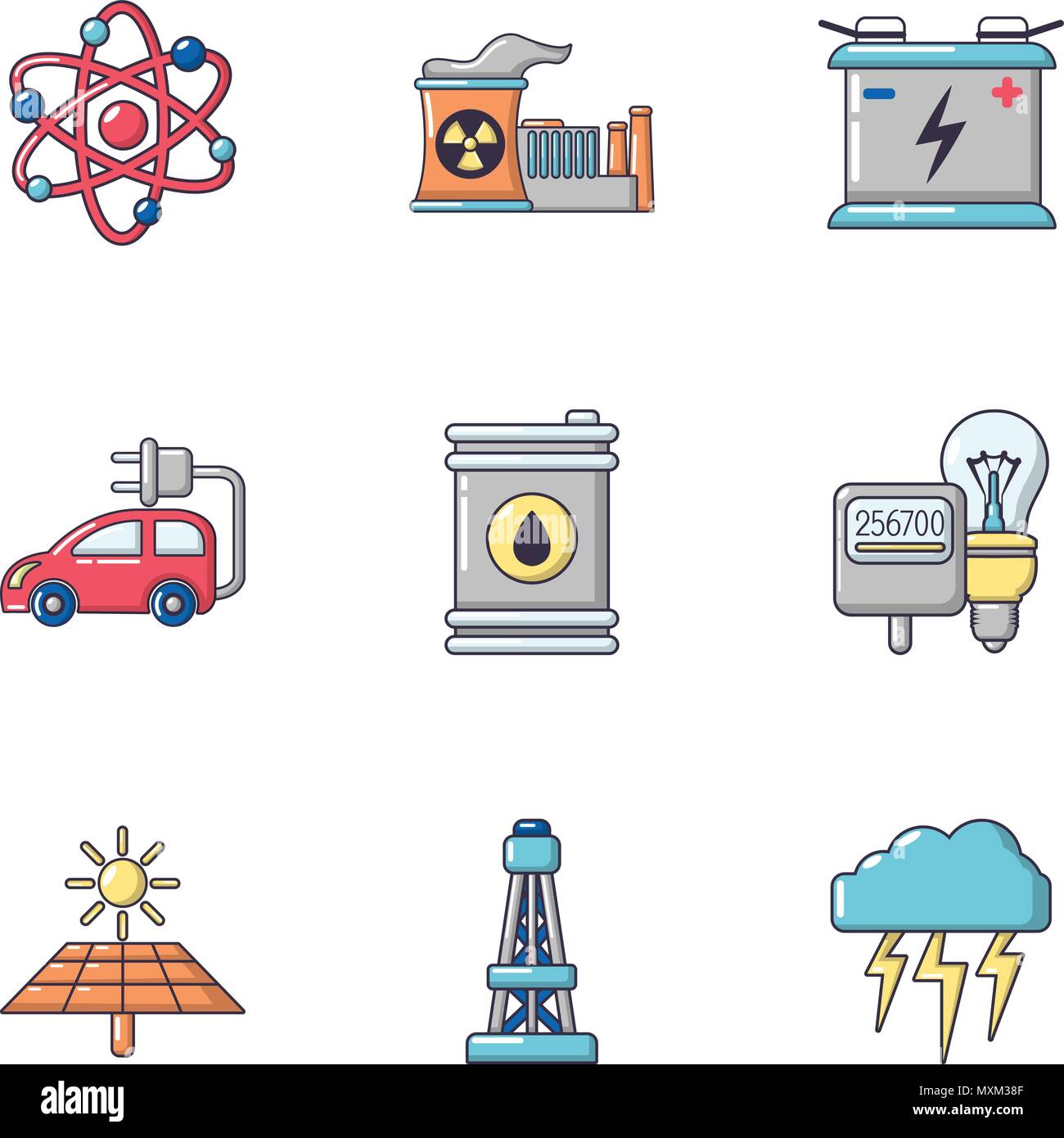 Nuclear energy icons set, cartoon style Stock Vector Image & Art - Alamy