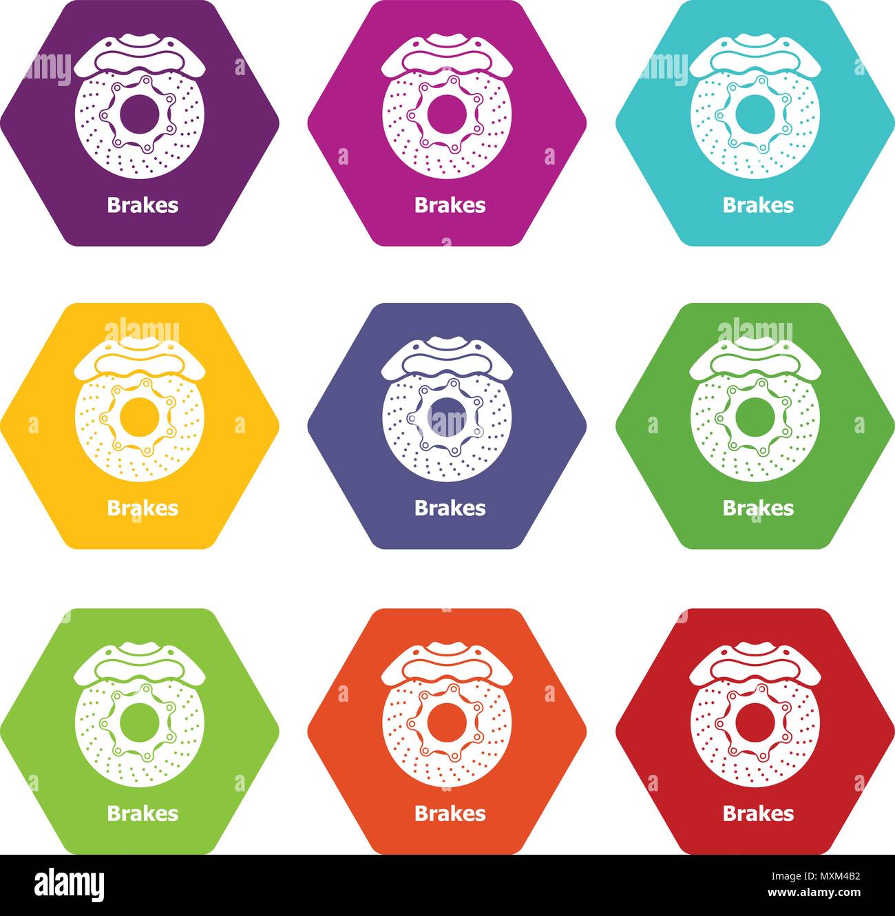 Brakes icons set 9 vector Stock Vector Image & Art - Alamy