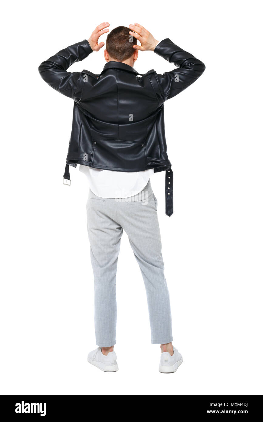 Back view of shocked man. Rear view people collection. backside view of ...