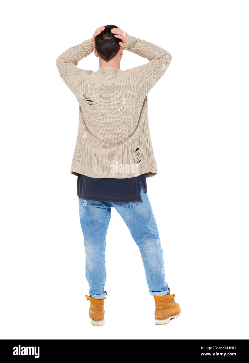 Back view of shocked man. Rear view people collection. backside view of ...