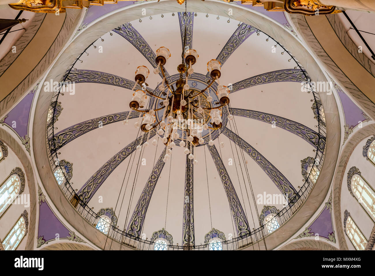 Interior view of Emir Sultan Mosque at Emir Sultan Complex or Sultan ...
