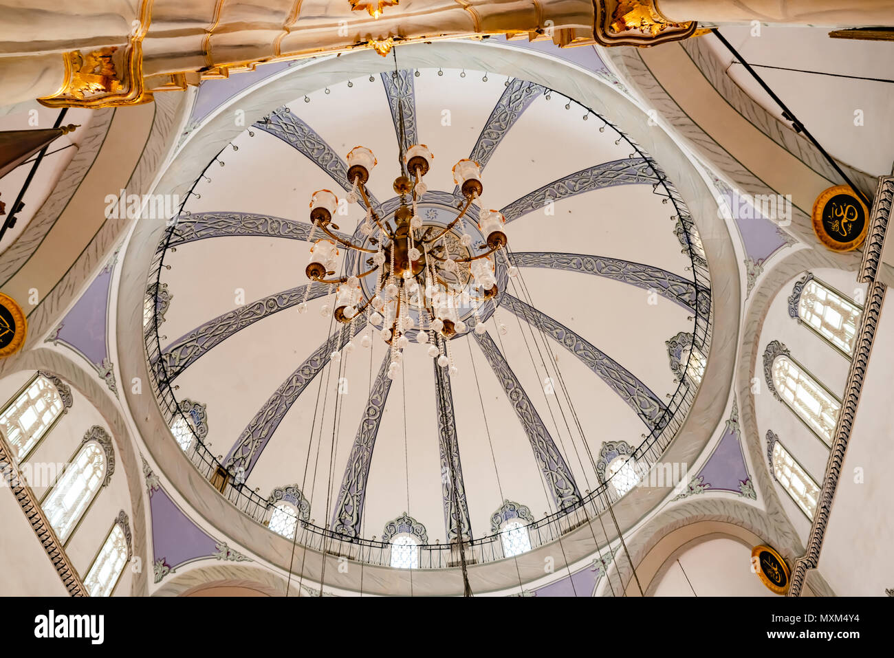 Interior view of Emir Sultan Mosque at Emir Sultan Complex or Sultan ...
