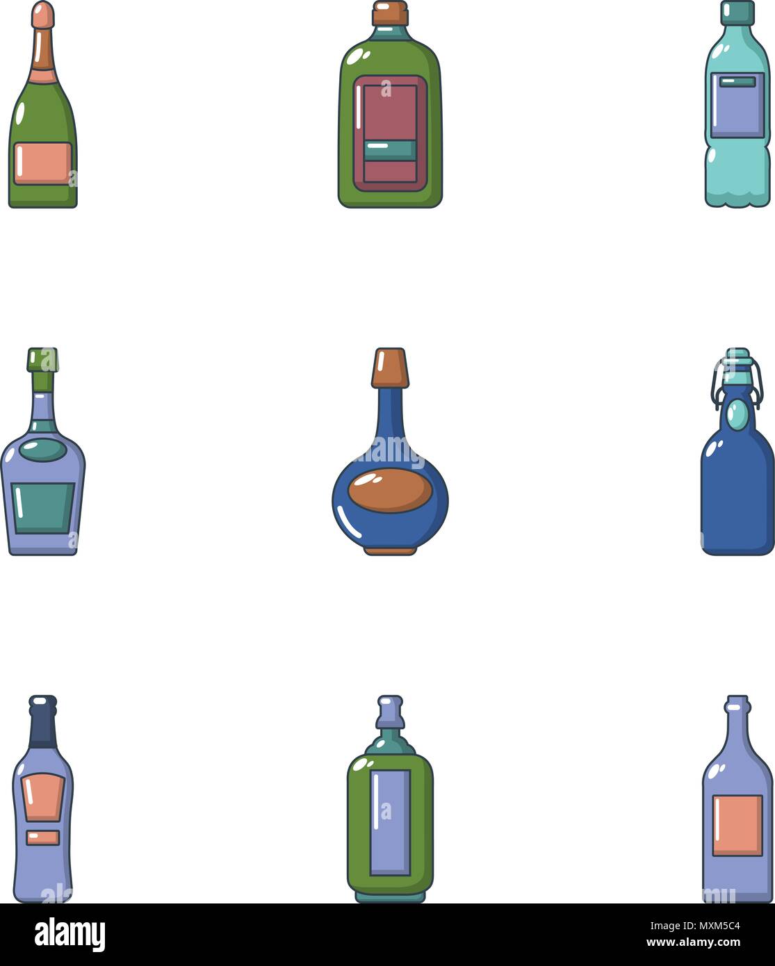Alcohol flask icons set, cartoon style Stock Vector Image & Art - Alamy