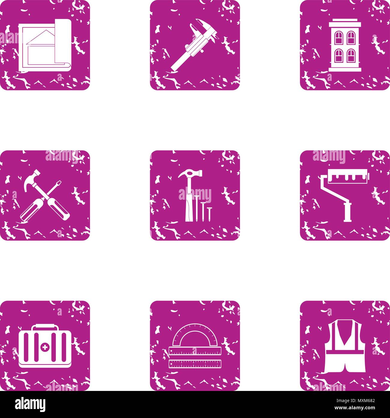 Repair crew icons set, grunge style Stock Vector Image & Art - Alamy