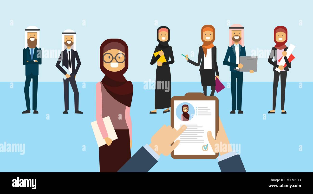 Arab job interview Stock Vector Images - Alamy