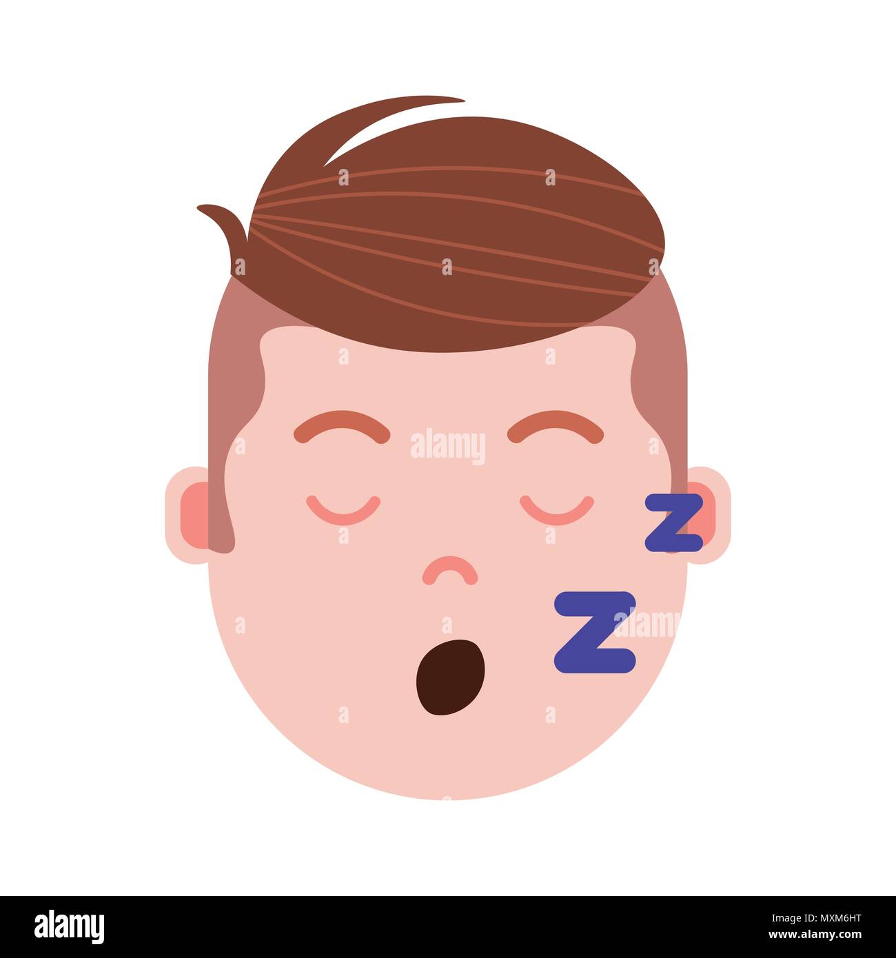 boy head with facial emotions, avatar character, man sleep face with ...