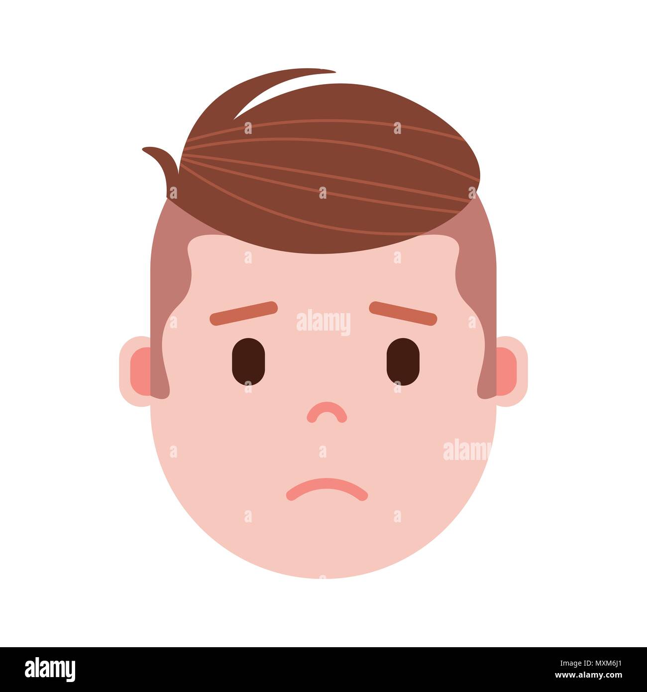boy head emoji with facial emotions, avatar character, man grieved face ...