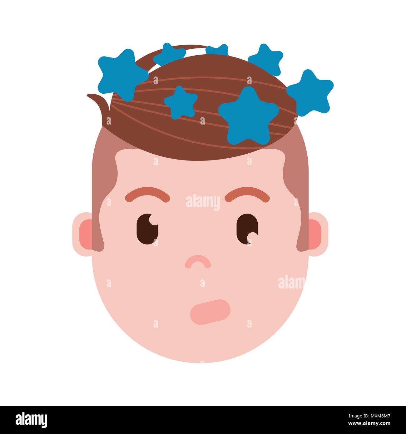 boy head emoji personage icon with facial emotions, avatar character ...