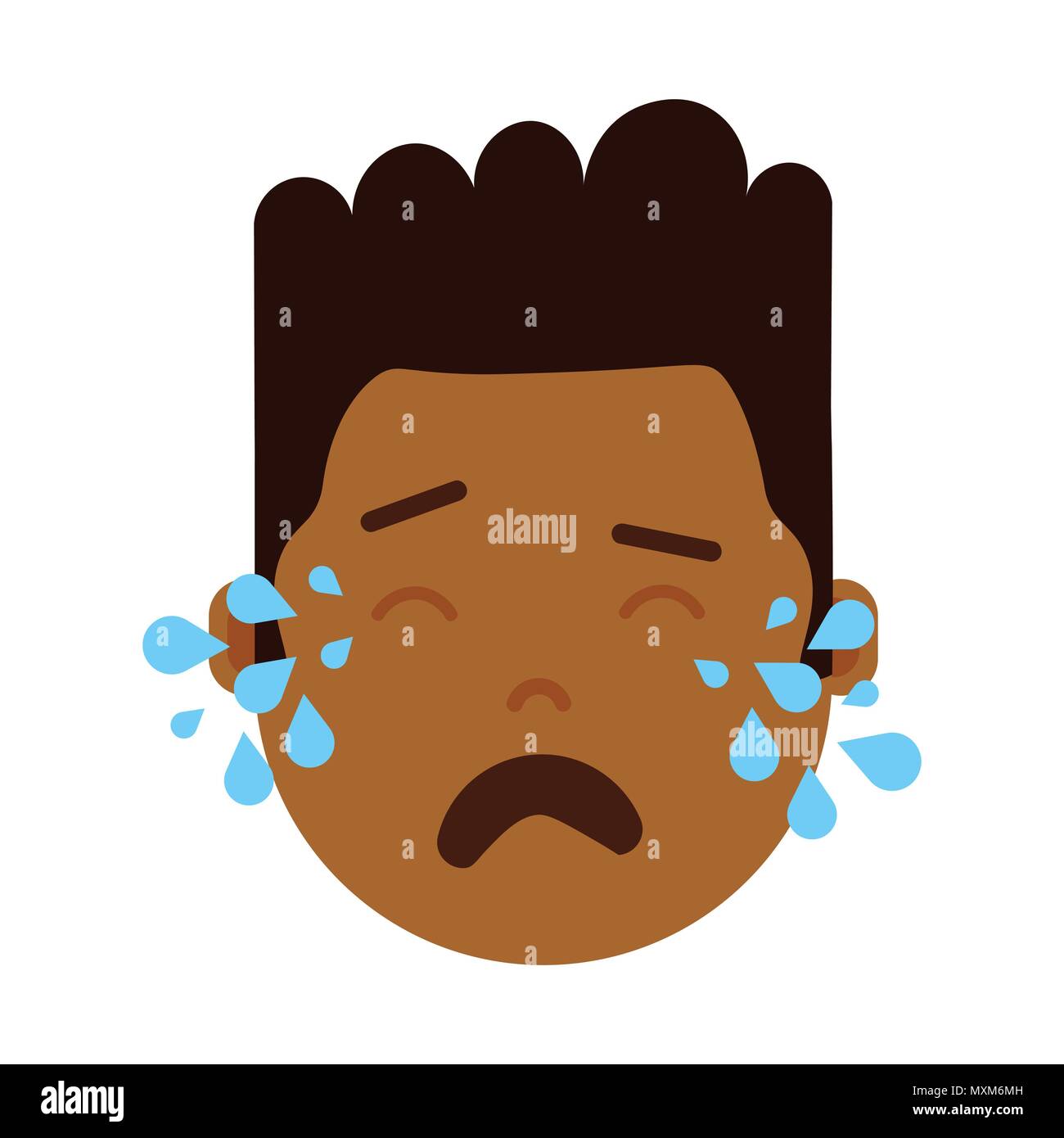 african boy head emoji personage icon with facial emotions, avatar ...