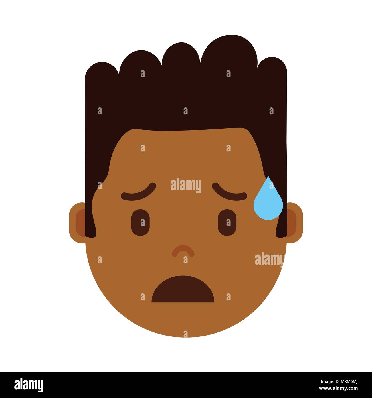 african boy head emoji personage icon with facial emotions, avatar ...