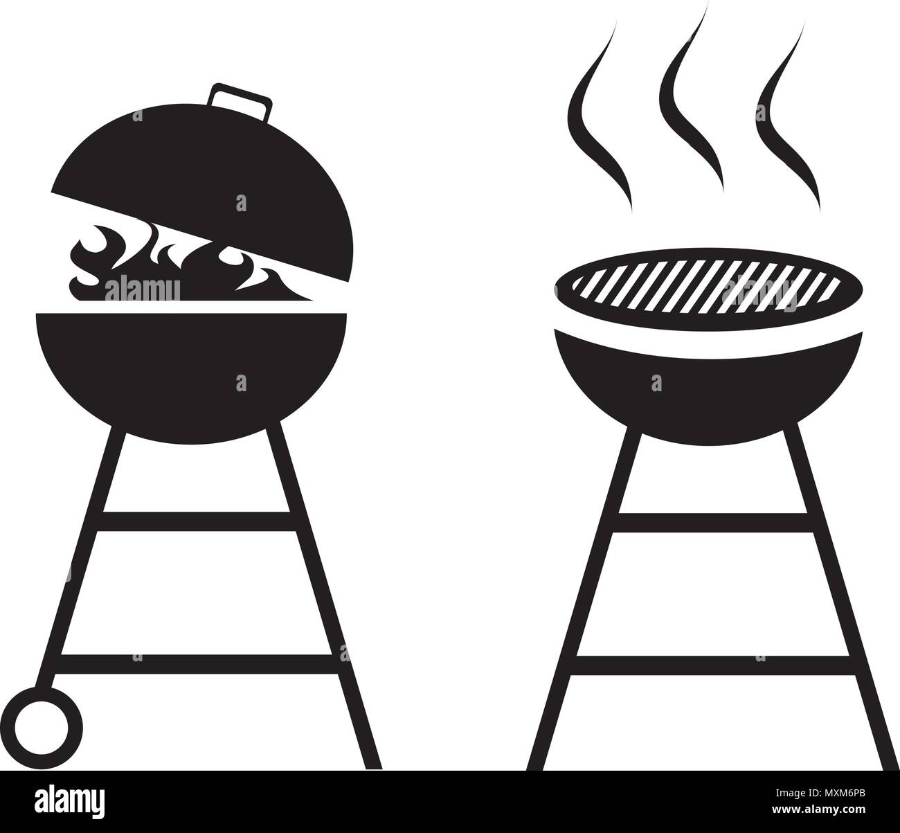 vector illustration of BBQ Grill icons isolated on white background ...