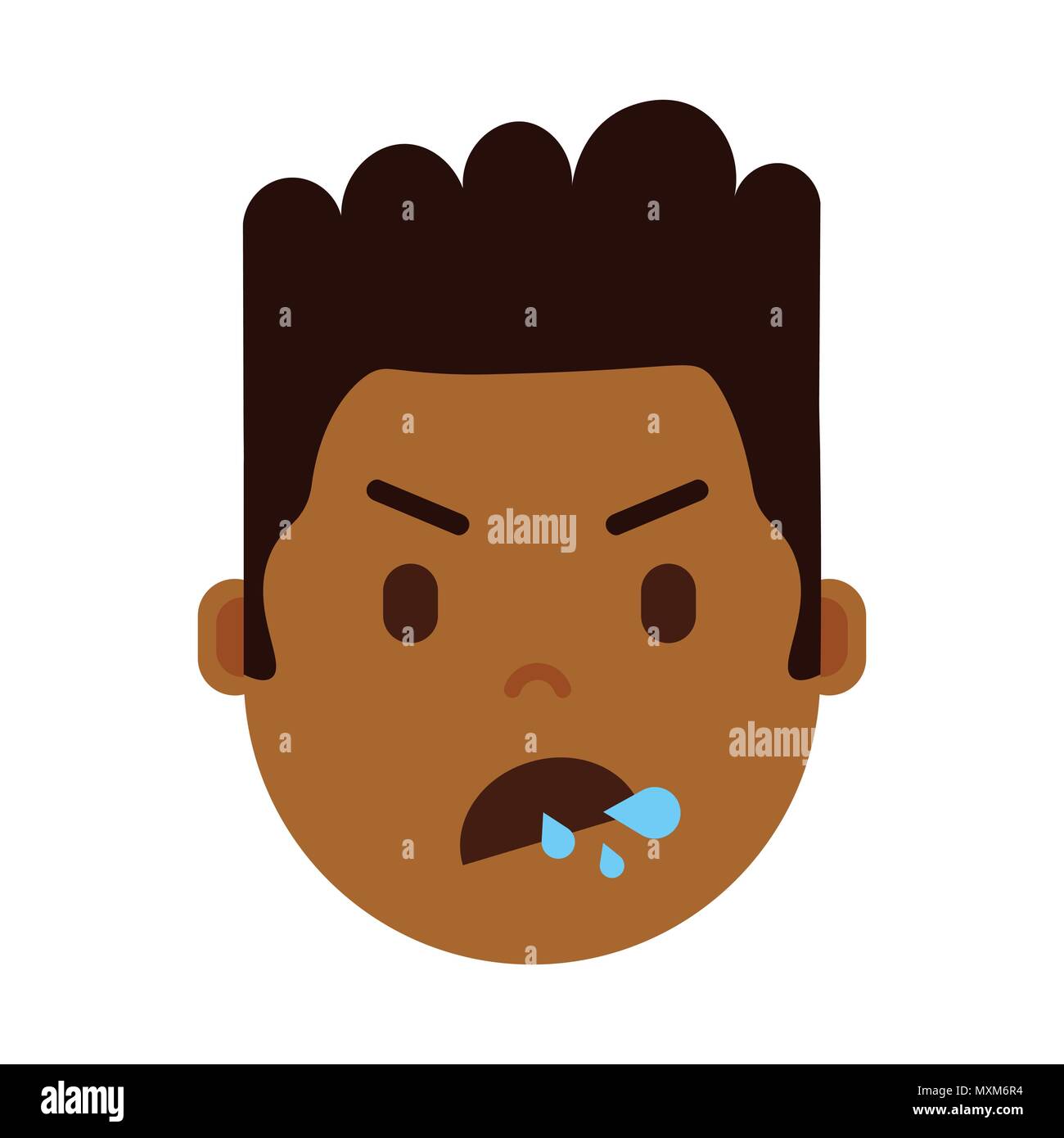 african boy head emoji with facial emotions, avatar character, man ...