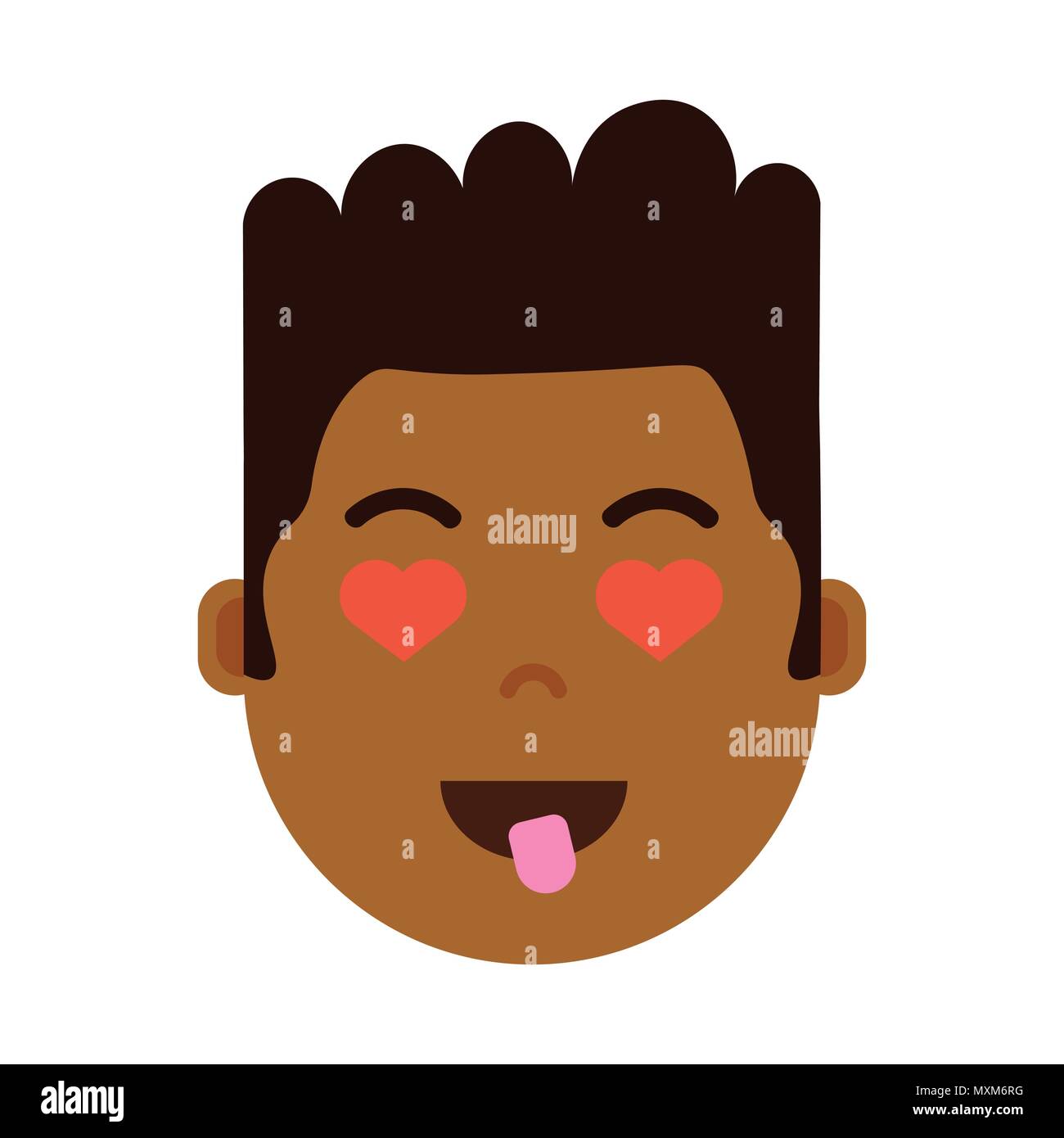 african boy head emoji personage icon with facial emotions, avatar ...