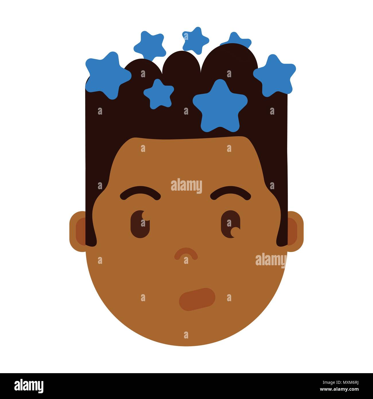 african boy head emoji personage icon with facial emotions, avatar ...