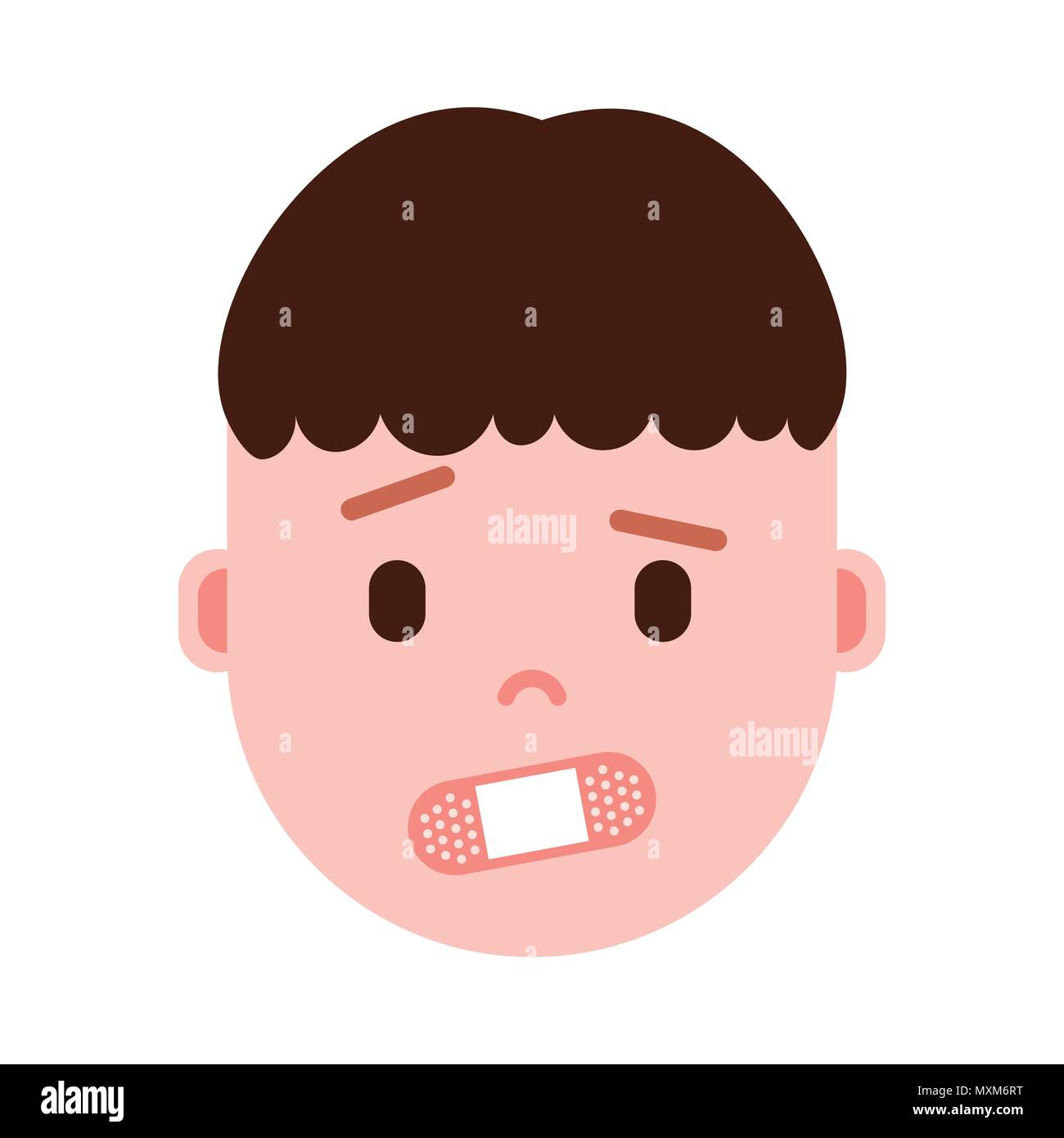 boy head emoji with facial emotions, avatar character, man shut up face ...