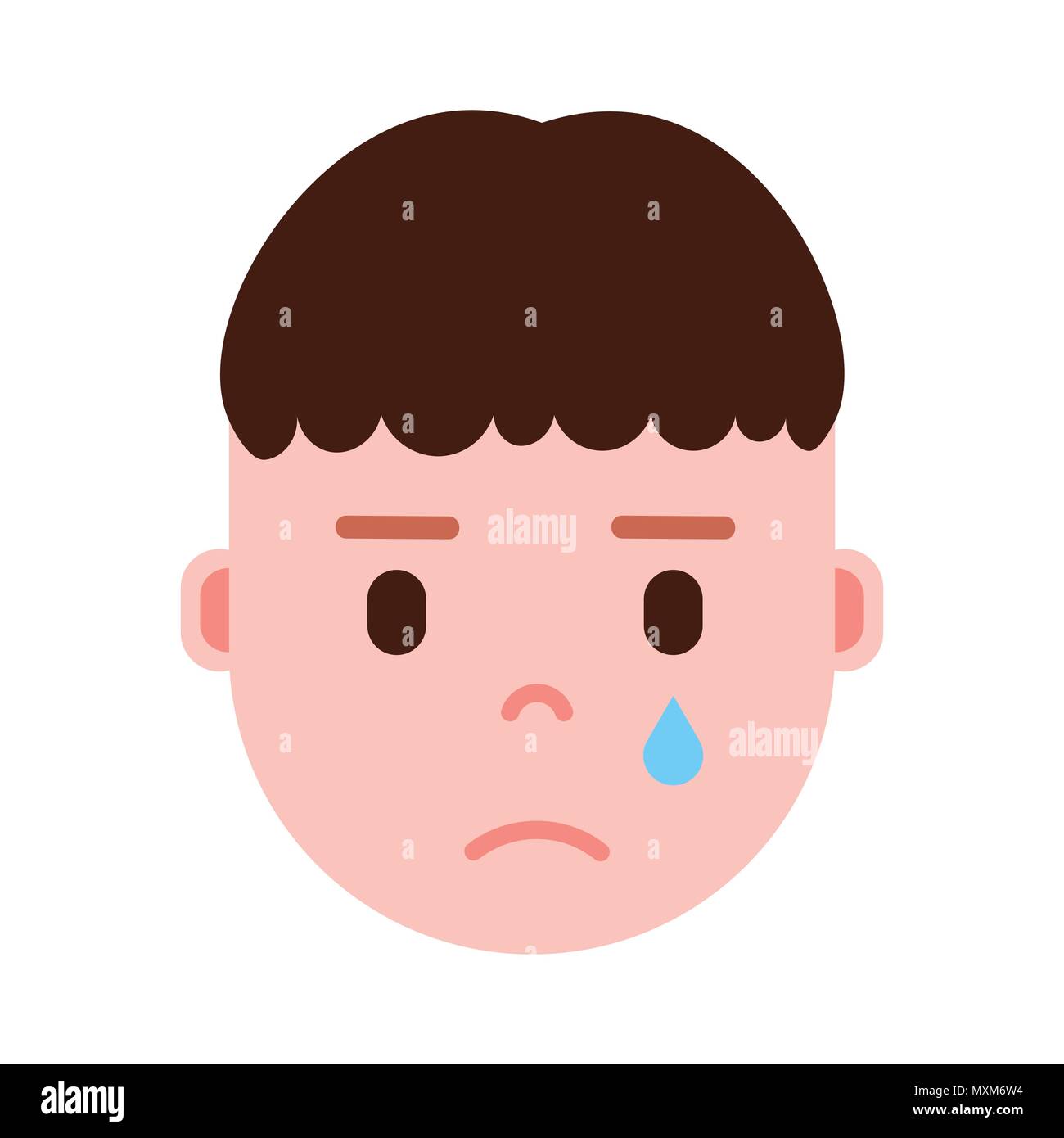 boy head emoji personage icon with facial emotions, avatar character ...