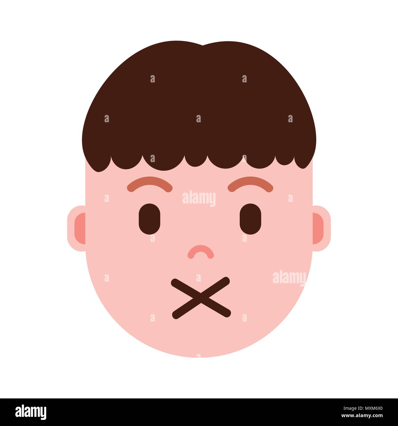 boy head with facial emotions, avatar character, man silence face with ...
