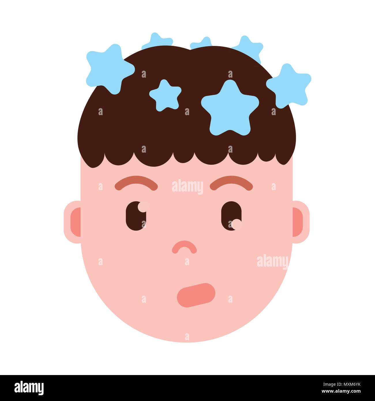 boy head emoji personage icon with facial emotions, avatar character ...