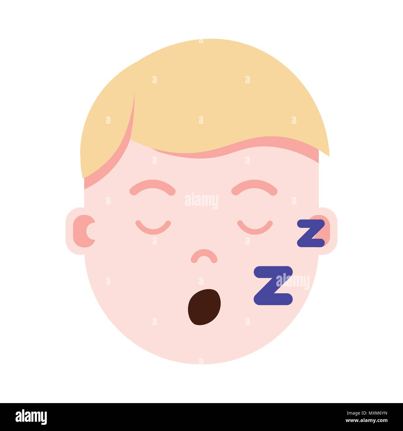 boy head with facial emotions, avatar character, man sleep face with ...