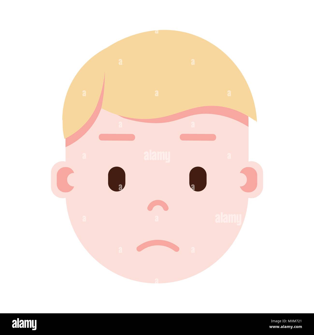 boy head emoji with facial emotions, avatar character, man sorrowful ...