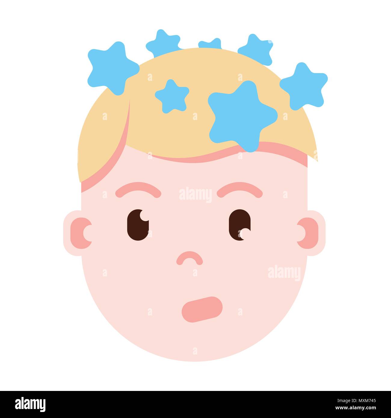 boy head emoji personage icon with facial emotions, avatar character ...