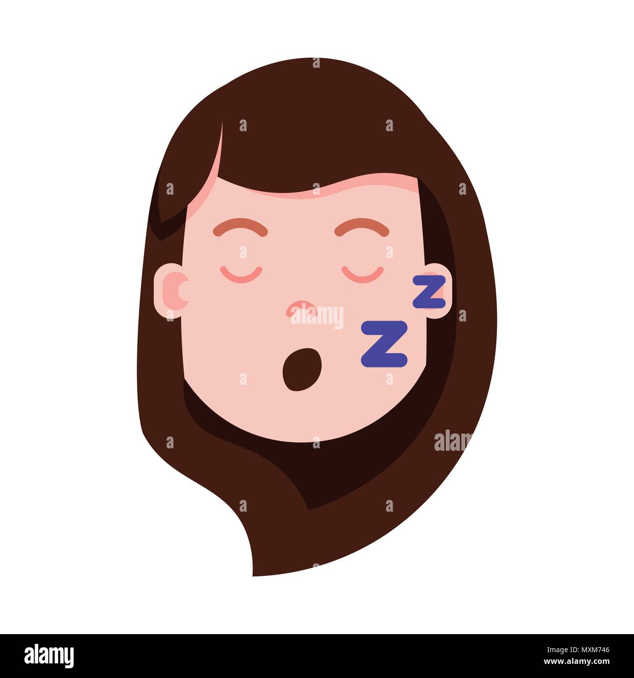 girl head with facial emotions, avatar character, woman sleep face with ...