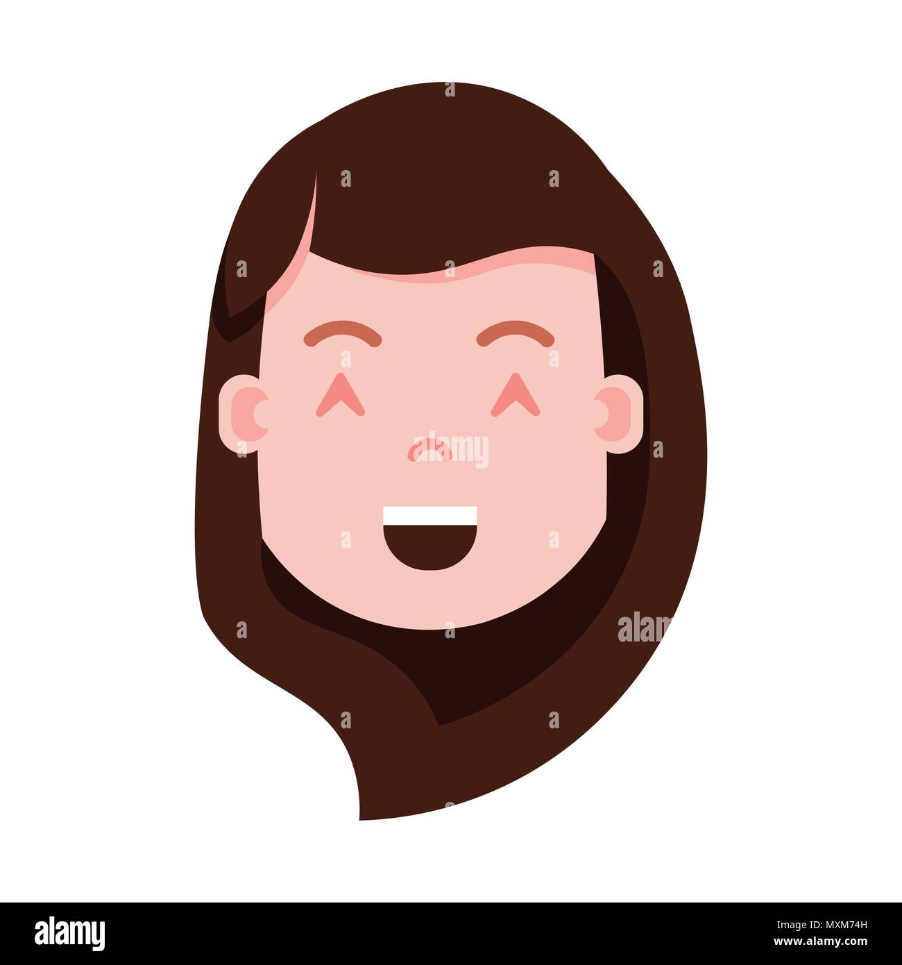 girl head emoji personage icon with facial emotions, avatar character ...