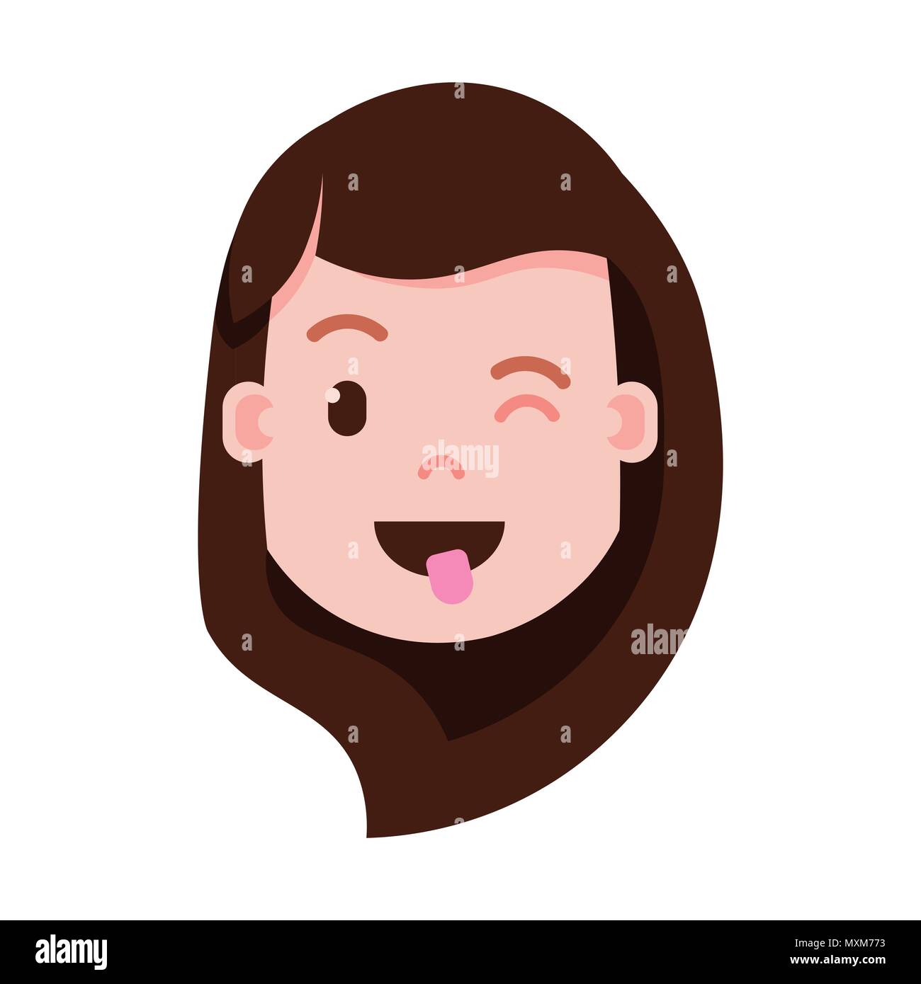girl head emoji personage icon with facial emotions, avatar character ...