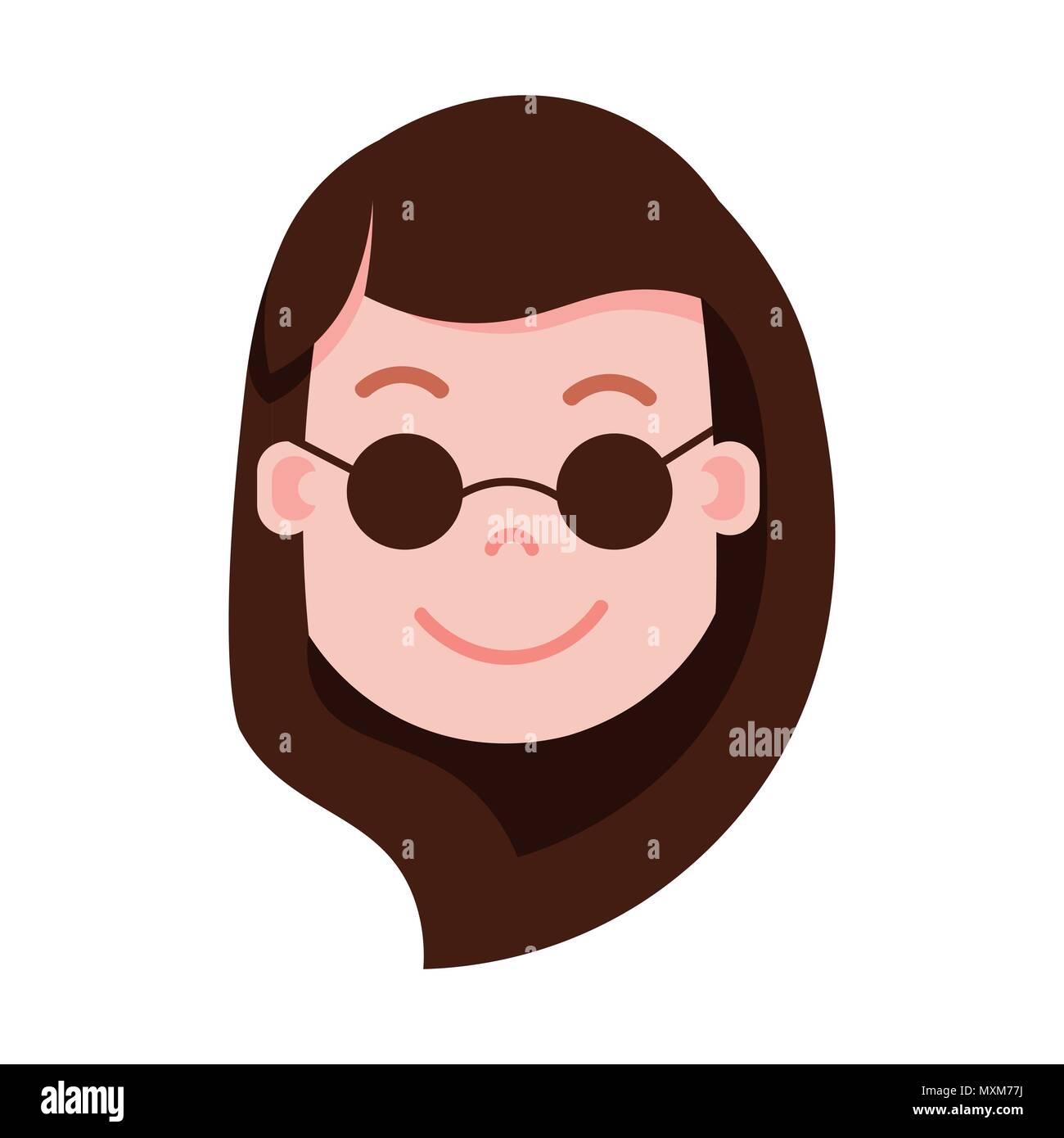 girl head emoji personage icon with facial emotions, avatar character ...