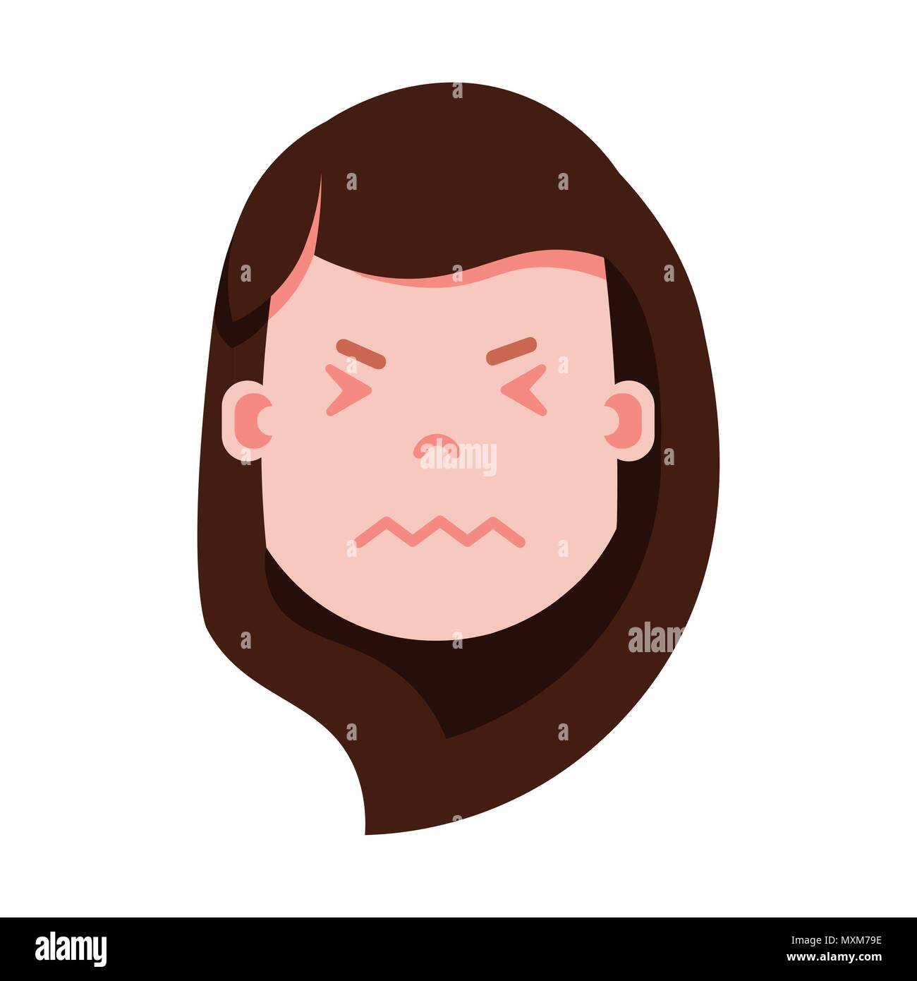 girl head emoji personage icon with facial emotions, avatar character ...