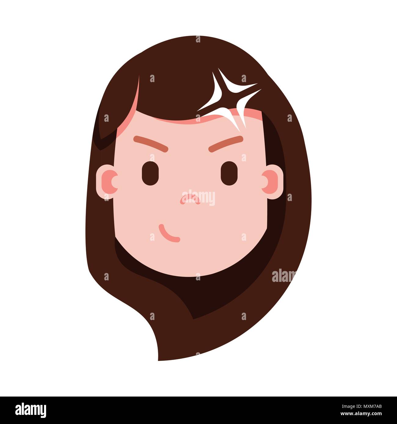 girl head emoji personage icon with facial emotions, avatar character ...