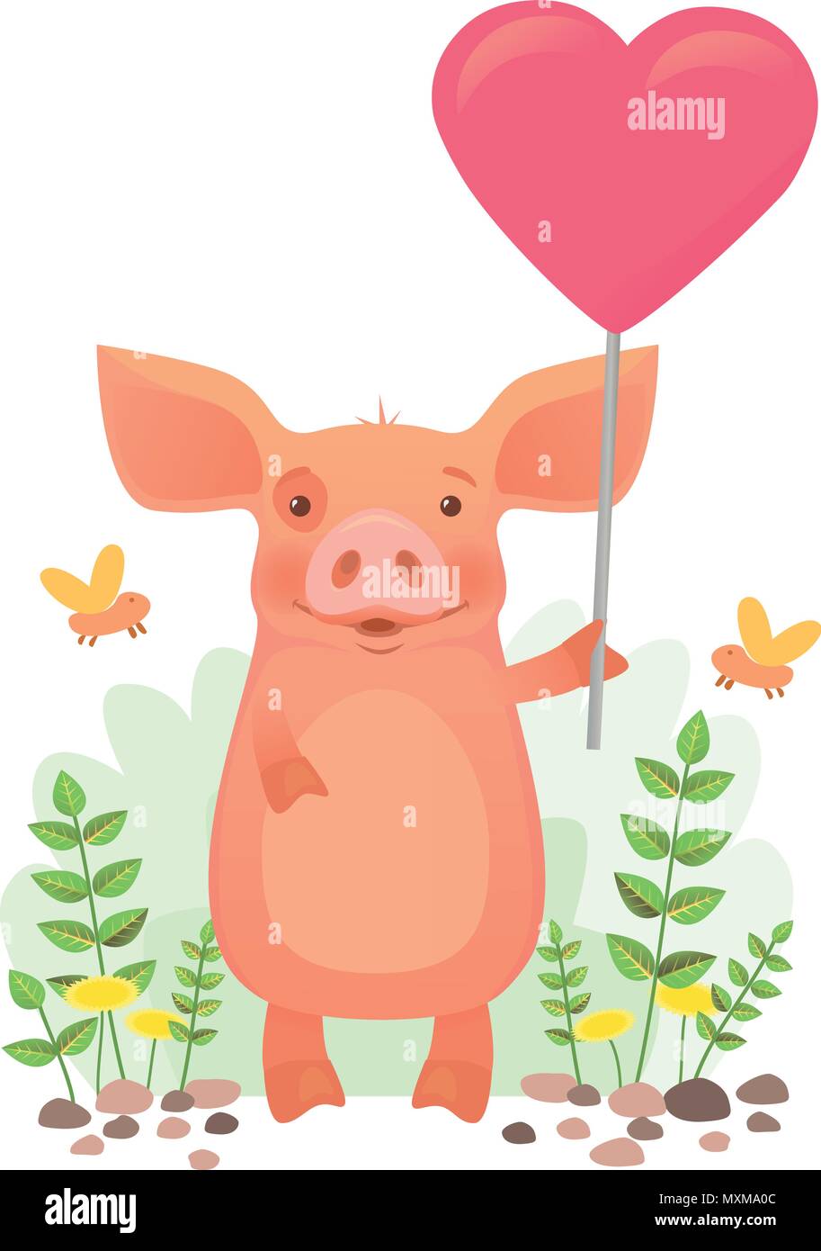 Cute pig holding heart Stock Vector Image & Art - Alamy