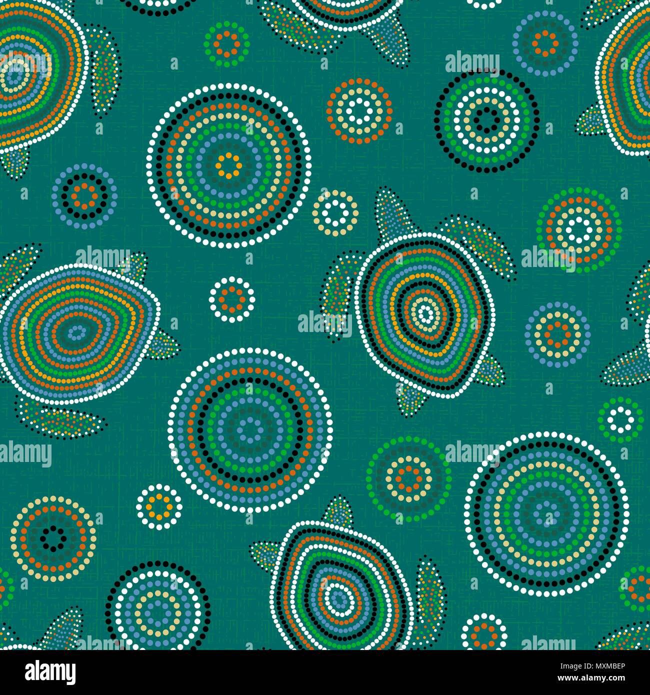 Australian Aboriginal Art. Point drawing. Sea turtles. Seamless pattern ...